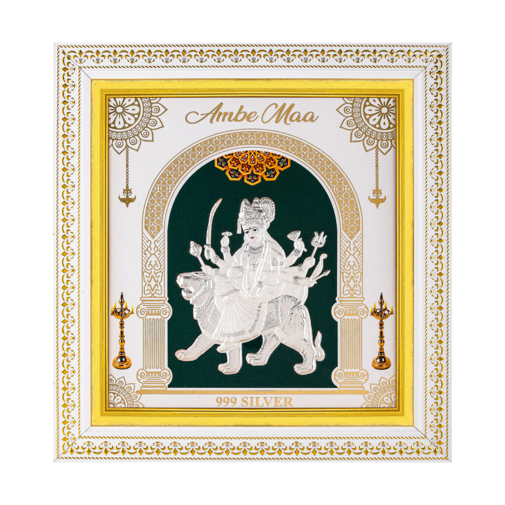 999 Silver Maa Durga Photo Frame – 10x11 – Free Shipping - Safir